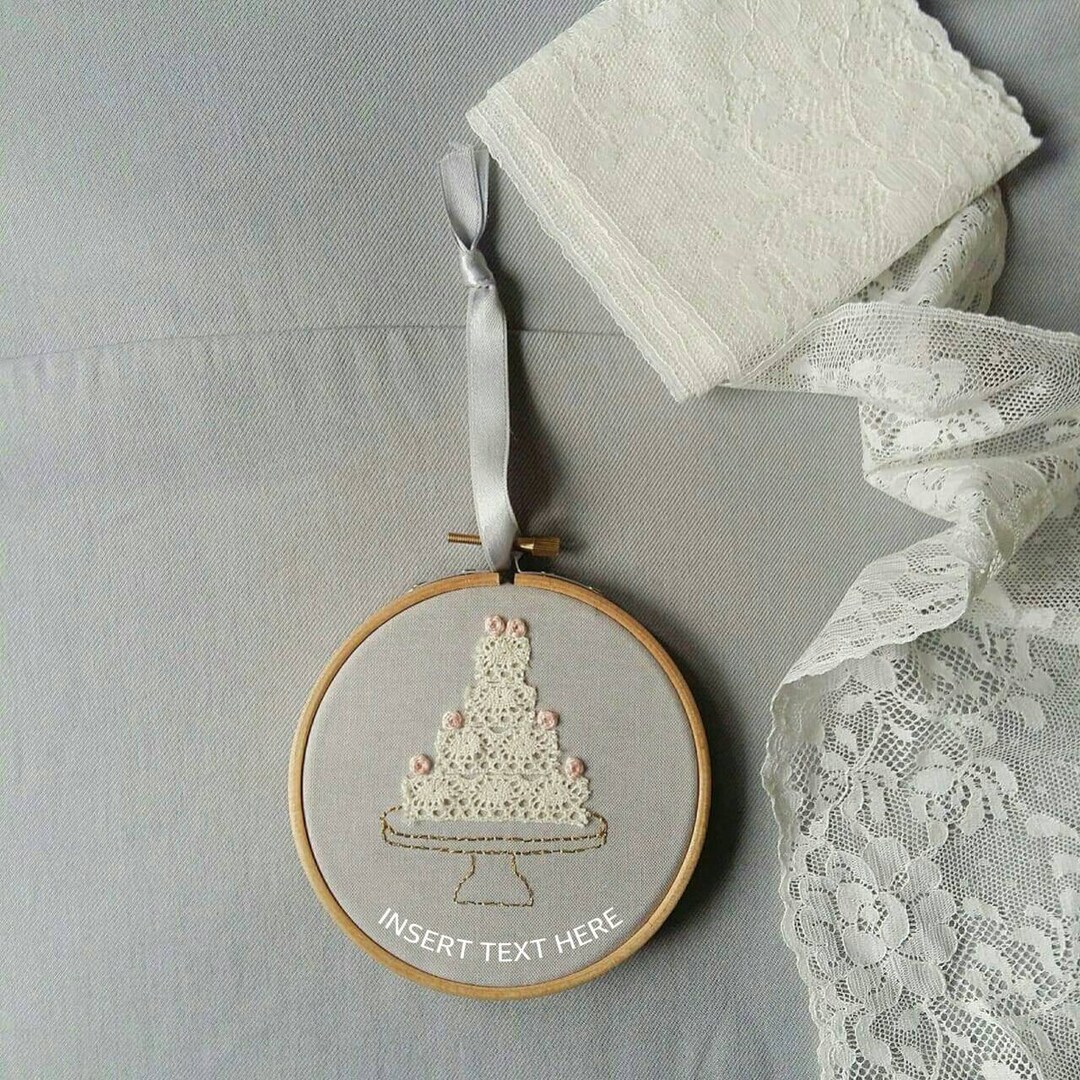 Wedding Cake Hoop Art | Hand Embroidered | Applique | Vintage Lace ...