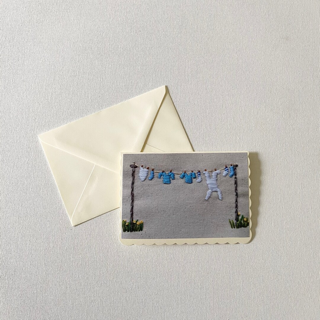 Baby Washing Line Greetings Card | Hand Embroidery Photo Image ...