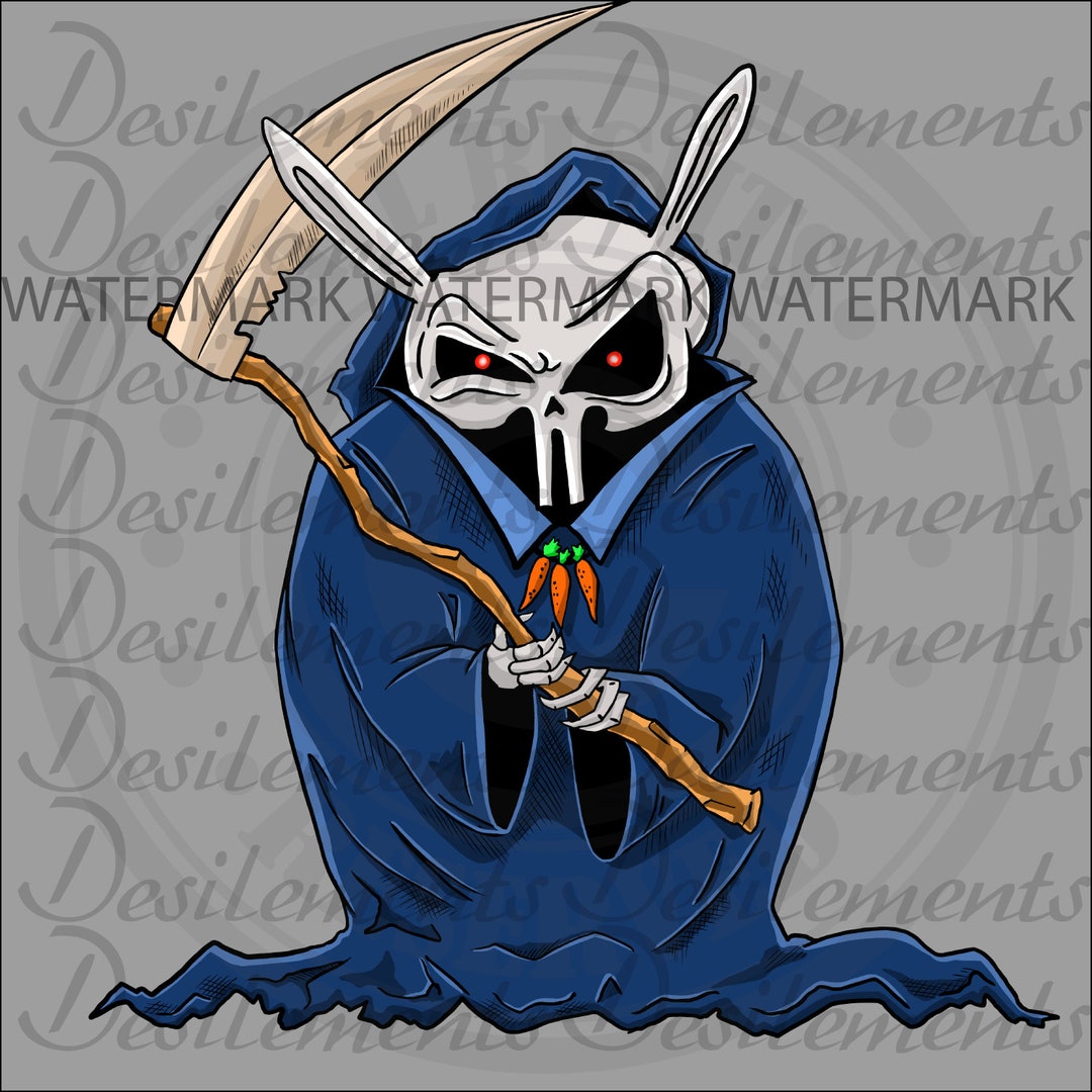 Grim Reaper Illustration, Halloween Clip Art, Death Bunny Rabbit Image ...