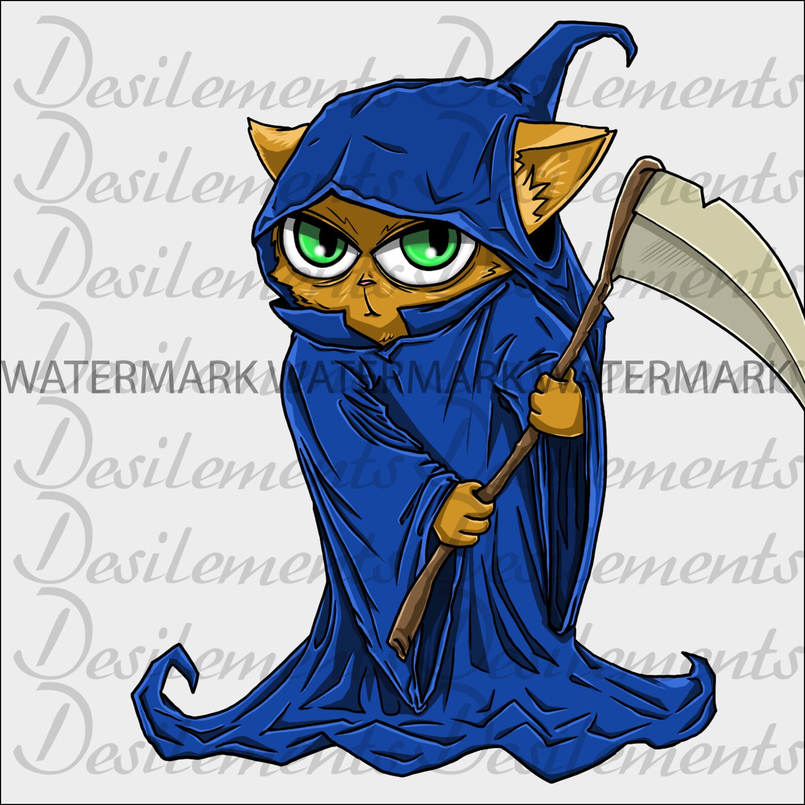 Cat Clip Art, Grim Reaper Illustration, Trick or Treat, Halloween ...