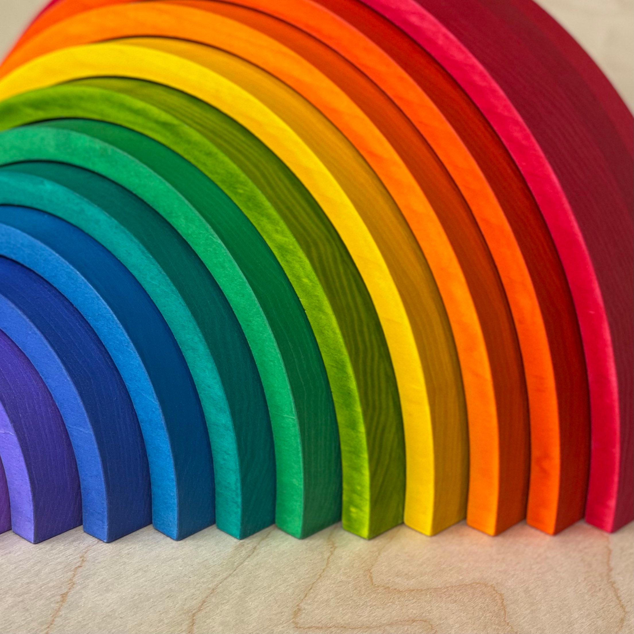 12 Piece Rainbow Wood Stacker Rainbow Wood Puzzle Rainbow | Etsy