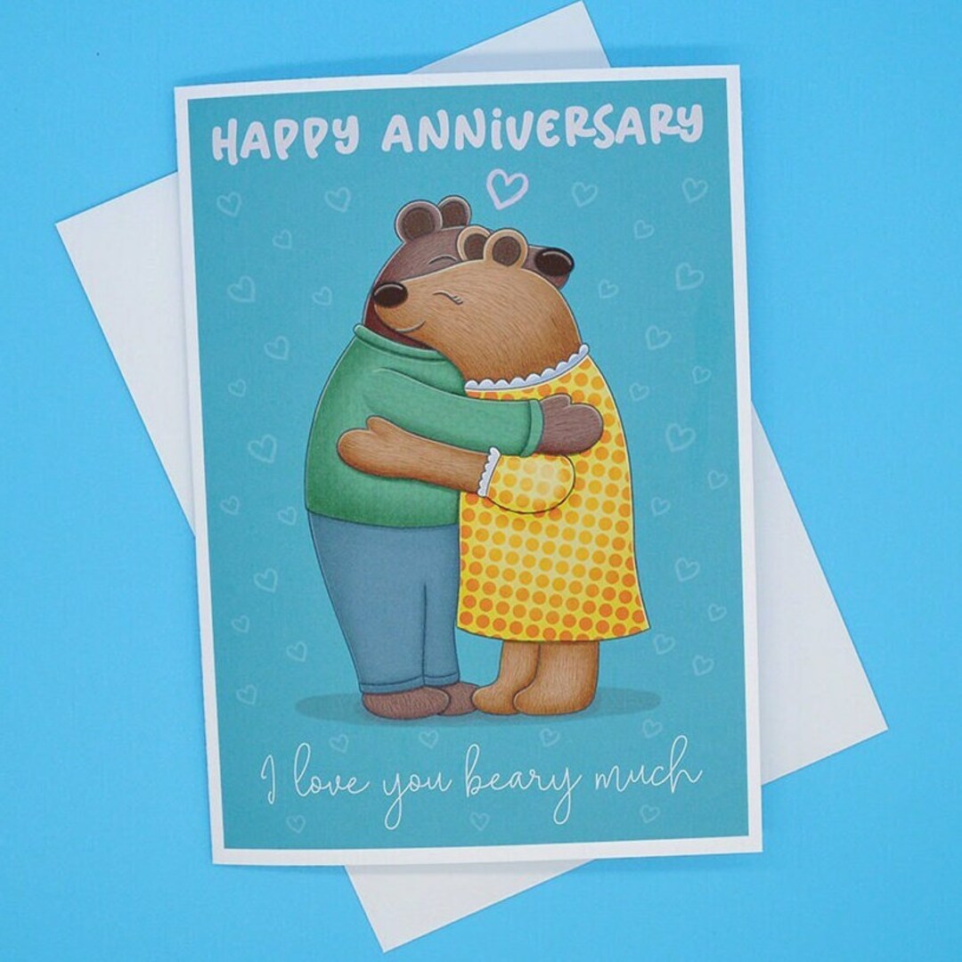 Bear Anniversary Card Anniversary Card Card for Wife Card for Husband ...