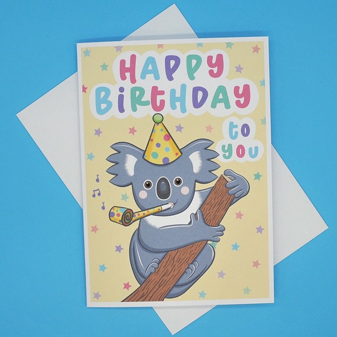Koala Birthday Card Birthday Card Koala Card Happy Birthday Card Australian Animal Card Koalas ...