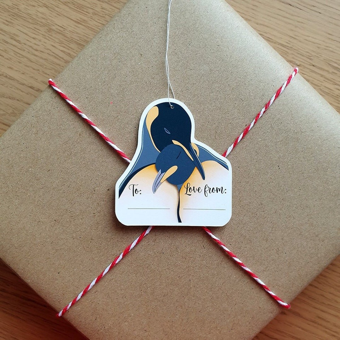 Penguin Christmas Gift Tags Cute Penguins Hugging Pack of 6 Christmas ...