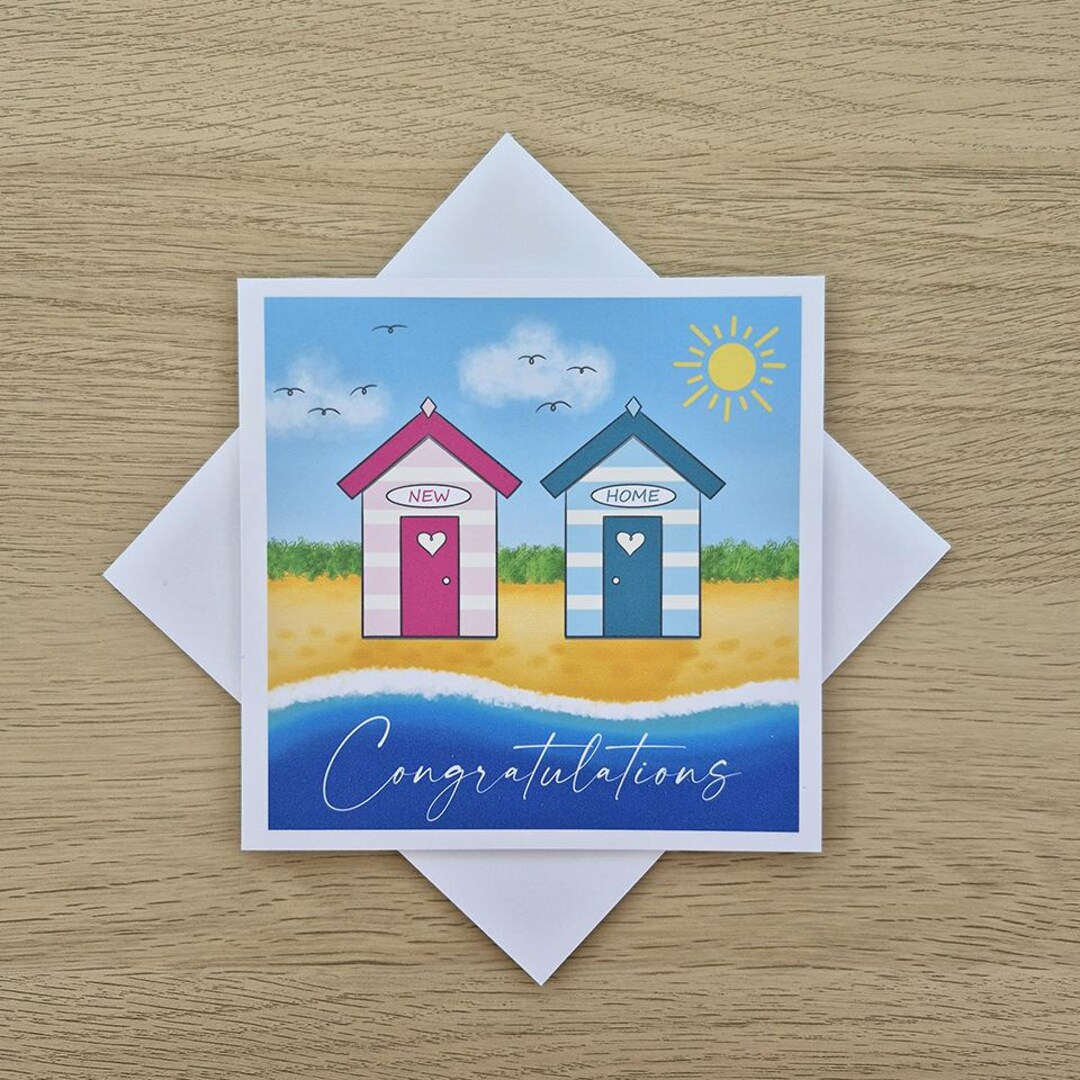 Beach Hut New Home Card | Moving House Card | First Home Card | Moving ...