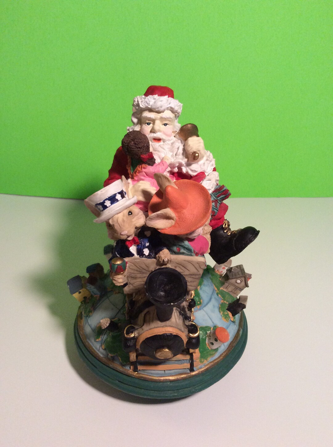 Vintage Revolving Music Box Santa in His Sleigh its a Small World - Etsy