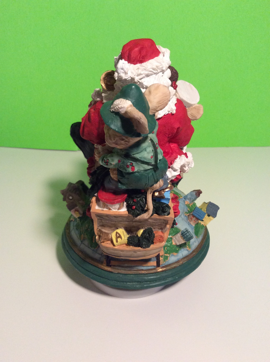 Vintage Revolving Music Box Santa in His Sleigh its a Small World - Etsy