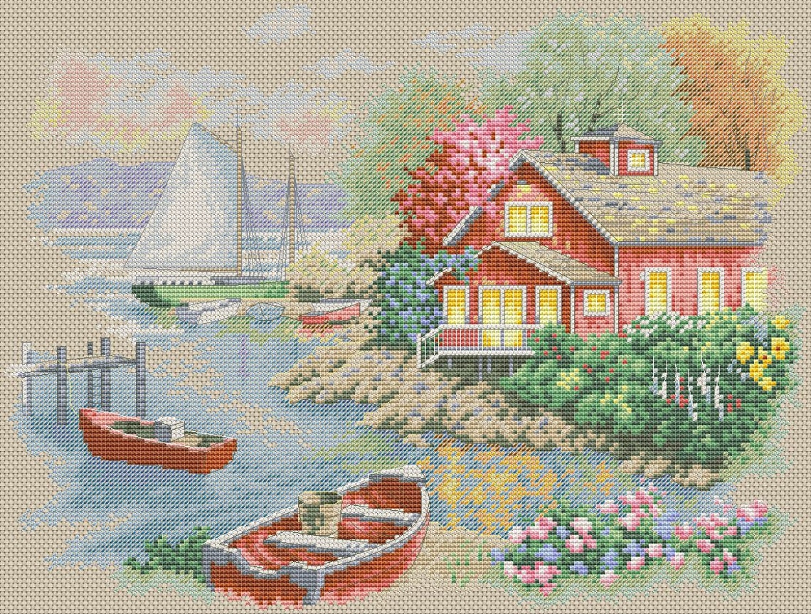 Peaceful Lake House Cross Stitch Pattern Digital Pattern - Etsy