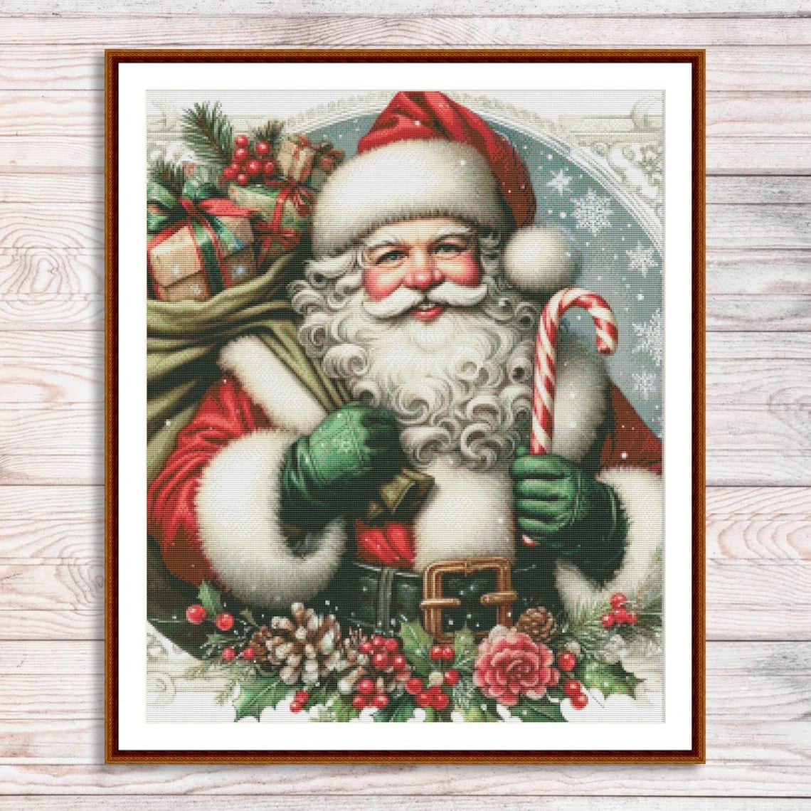 Vintage Santa Claus Christmas Cross Stitch Pattern Santa's Face Hand ...