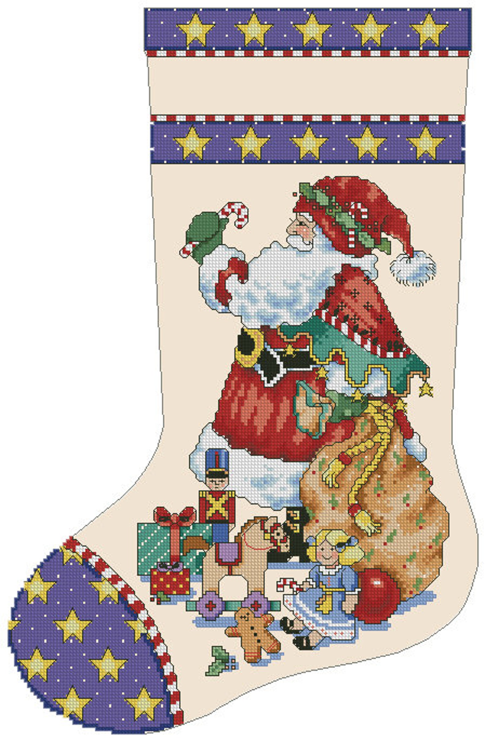 Believe Christmas Stocking Counted Cross Stitch Pattern Santa - Etsy