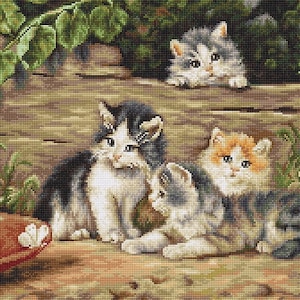 Gobelin Tapestry Kit Playing Kittens Gobelin Stitch Kits Painting ...