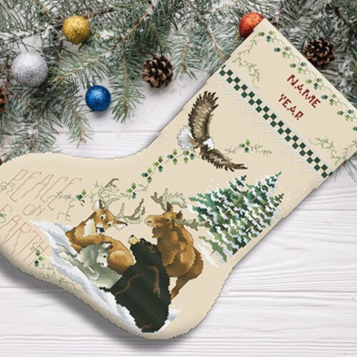 Christmas Stocking Cat in the Window Counted Cross Stitch - Etsy