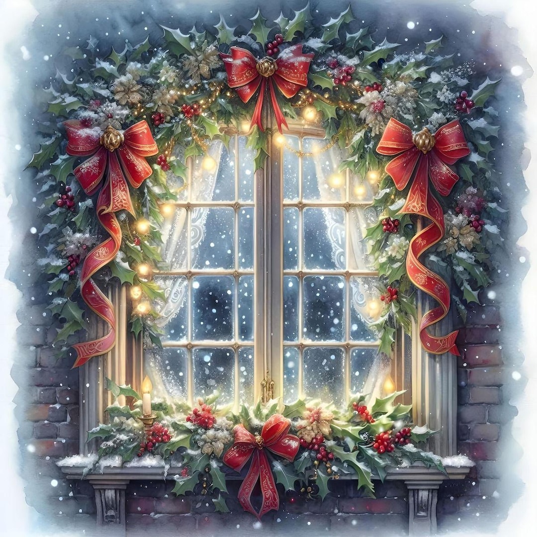 Christmas Window Cross Stitch Pattern Christmas Tree Winter Flower ...
