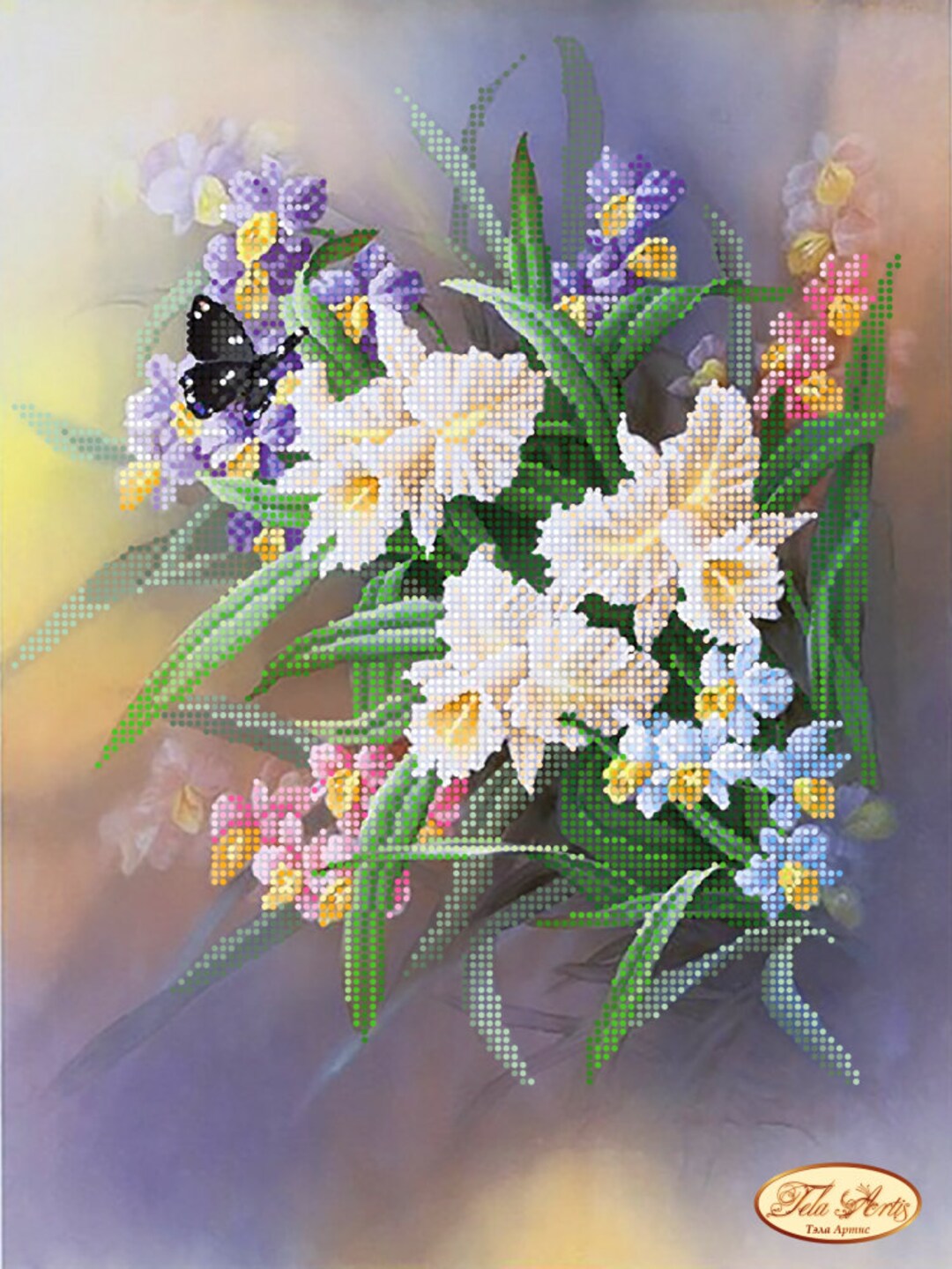 Bead Embroidery Kit White Orchid Butterfly Needlework Kits Garden ...