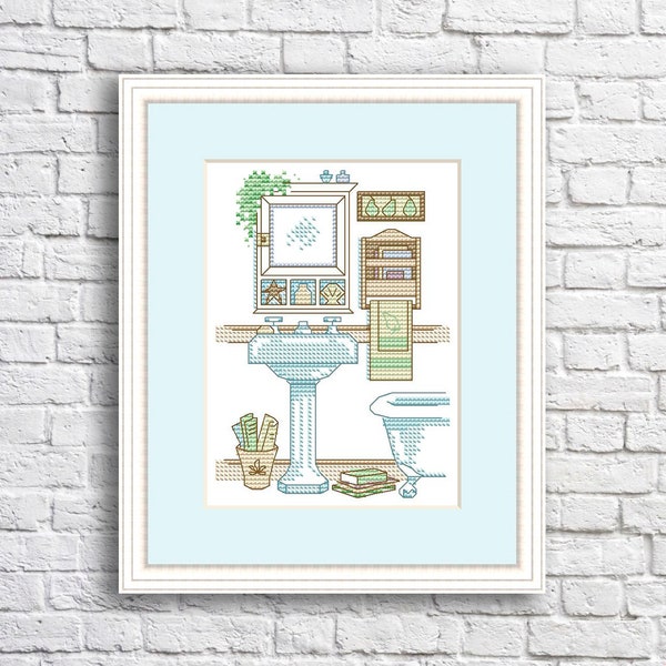 Bathroom Cross Stitch Pattern - Etsy