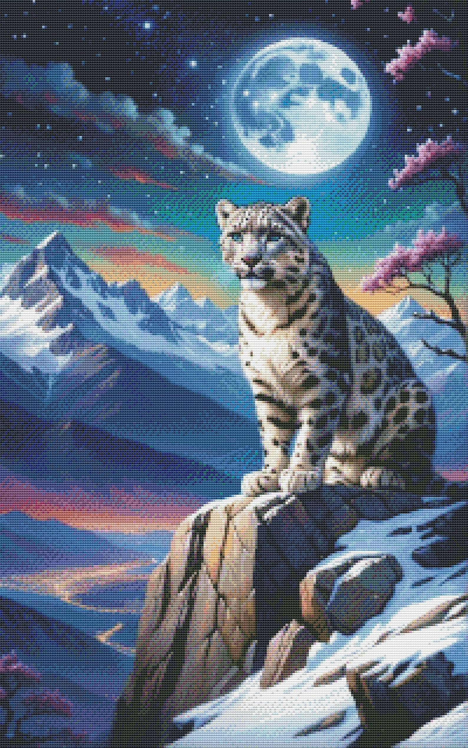 Snow Leopard Cross Stitch Pattern Jungle Animal Pattern Hand Embroidery ...
