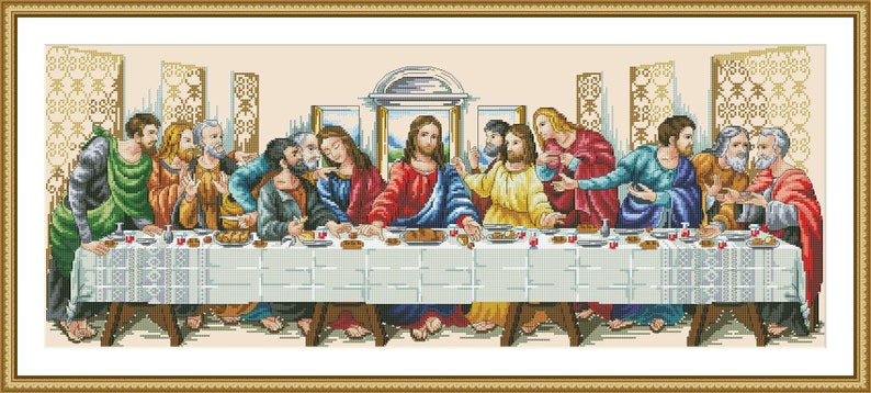 Cross Stitch Pattern the Last Supper Digital Pattern Modern Wall Decor People Pattern Hand ...