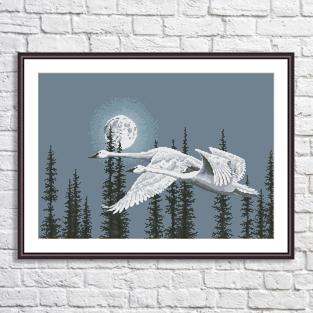 Flight of the Swans Cross Stitch Pattern Digital Pattern Modern Decor ...