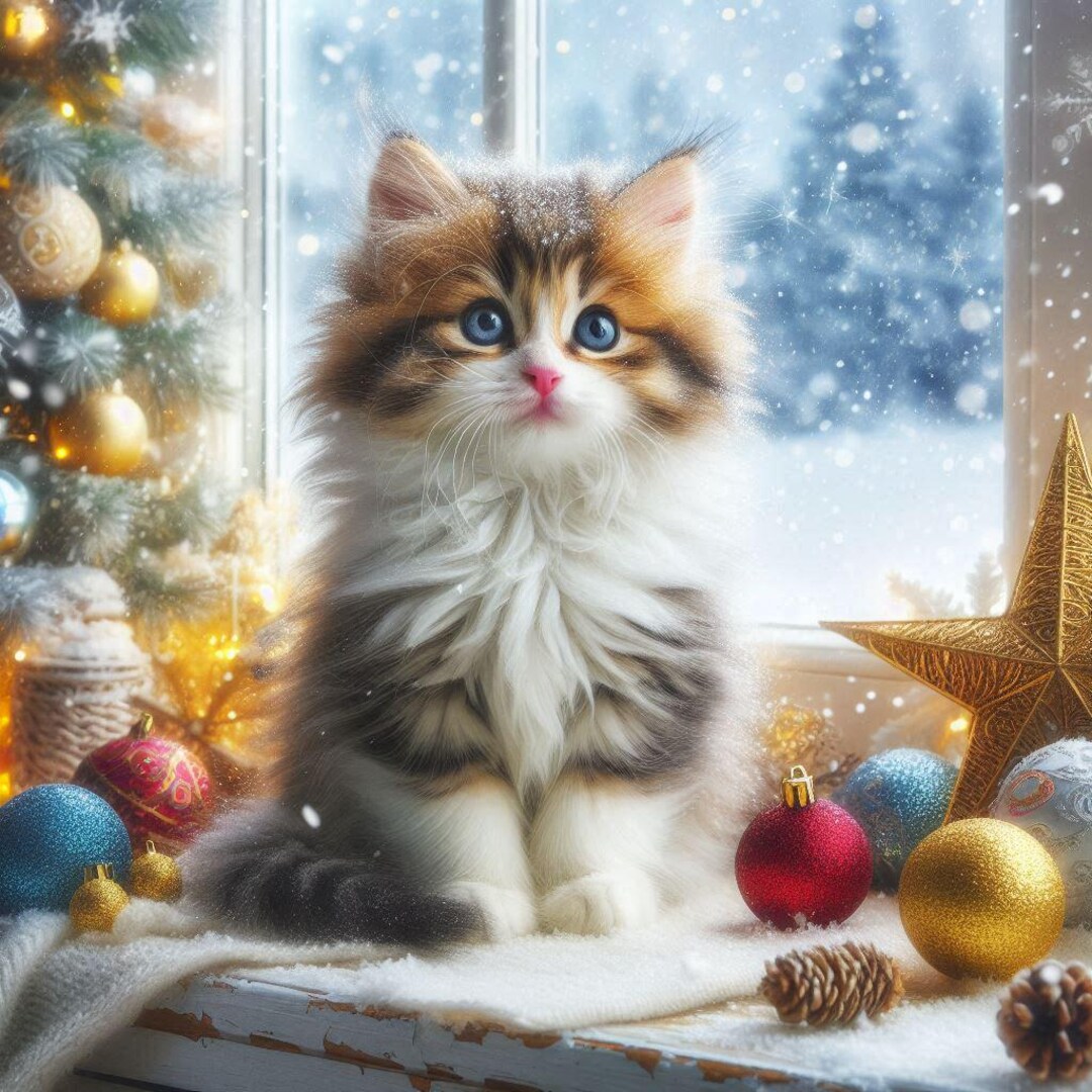 Christmas Cat Cross Stitch Pattern Charming Cat Cats Love Modern Decor ...