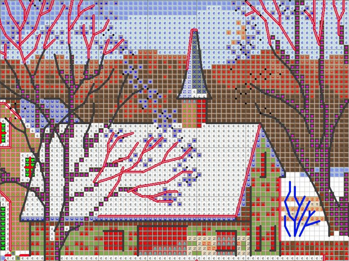 Scenic Farm Counted Cross Stitch Pattern Winter Landscape | Etsy