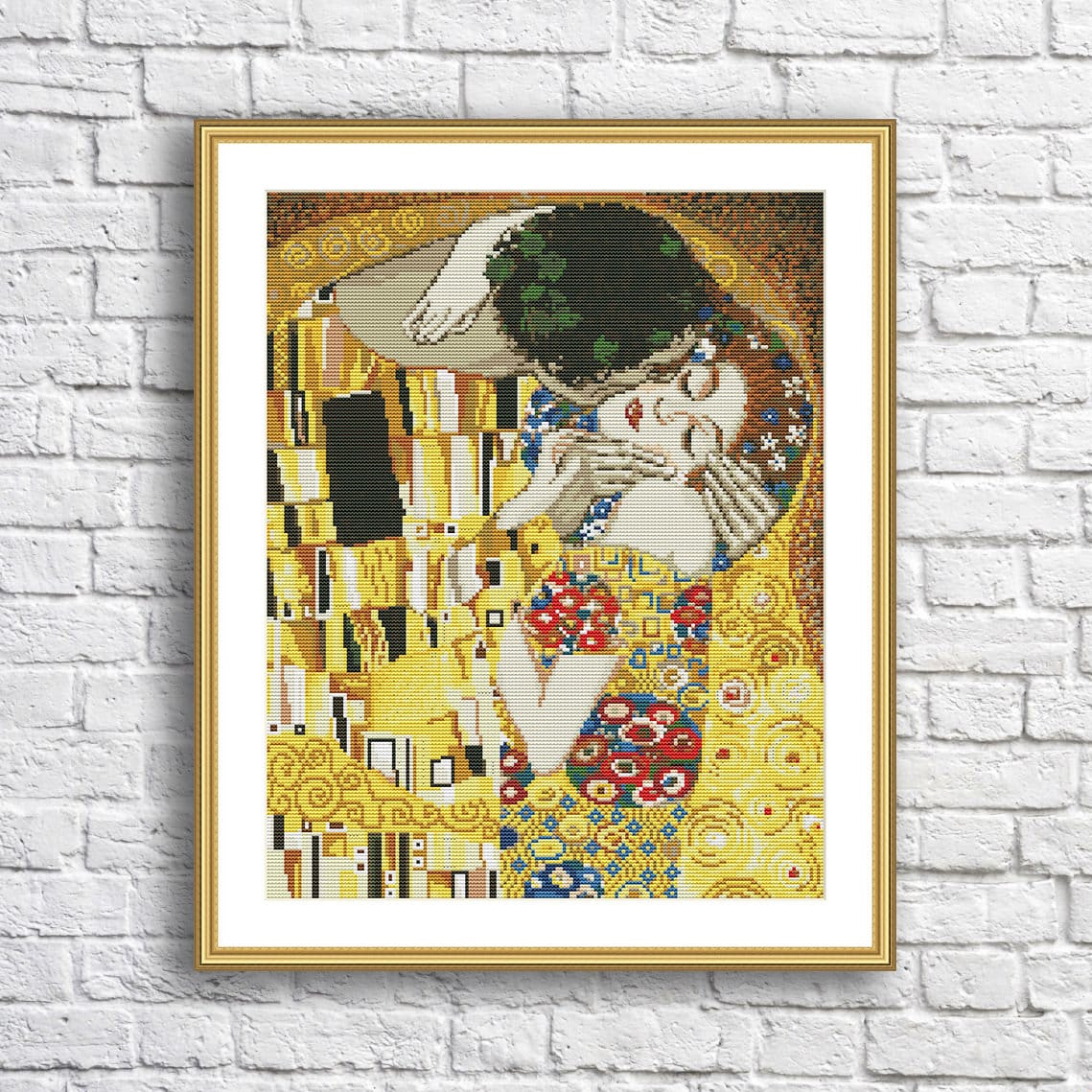 Gustav Klimt Kiss Cross Stitch Pattern Needlepoint Chart - Etsy