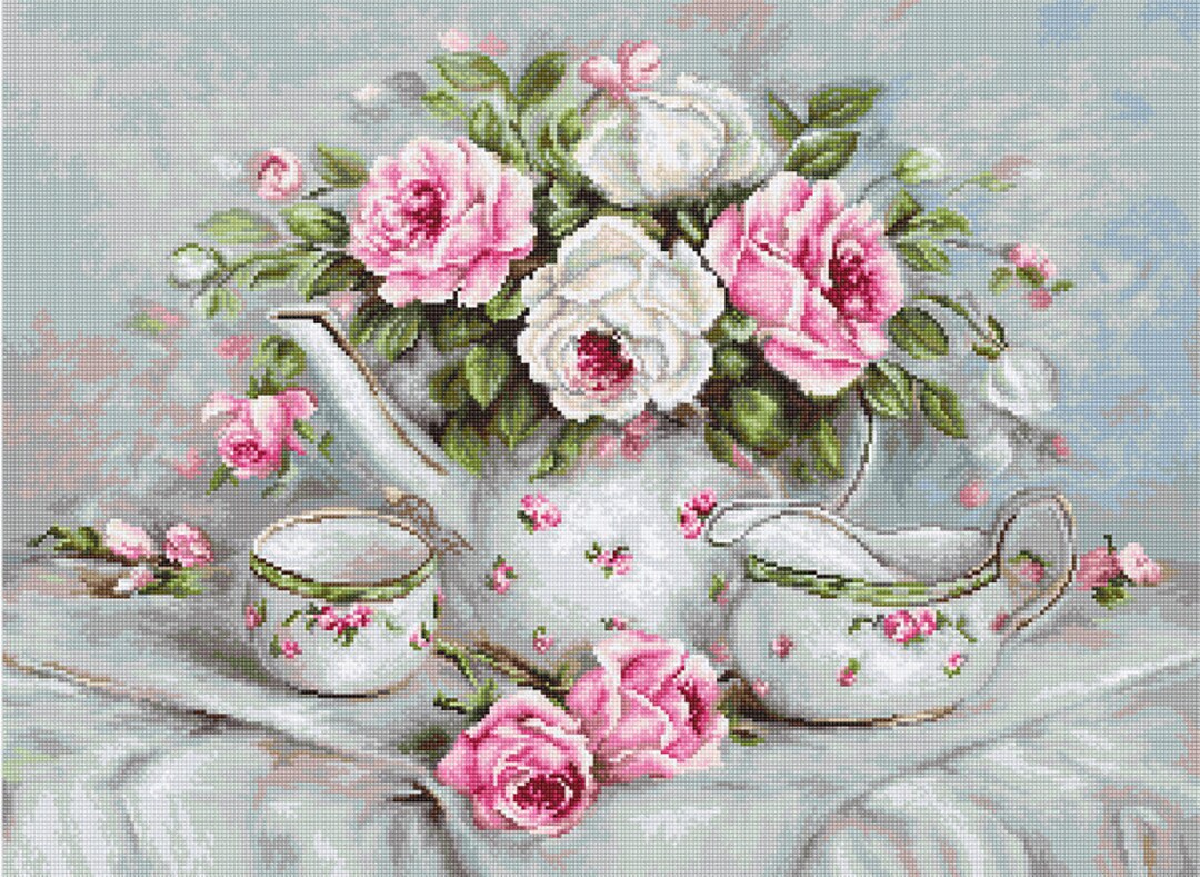 Tea Set and Roses Counted Cross Stitch Kit Still Life Modern Cross ...