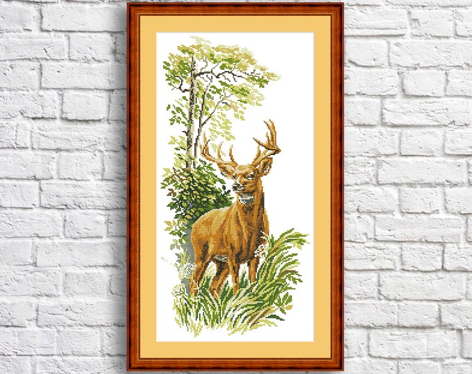 Deer Counted Cross Stitch Pattern Summer Forest Modern - Etsy