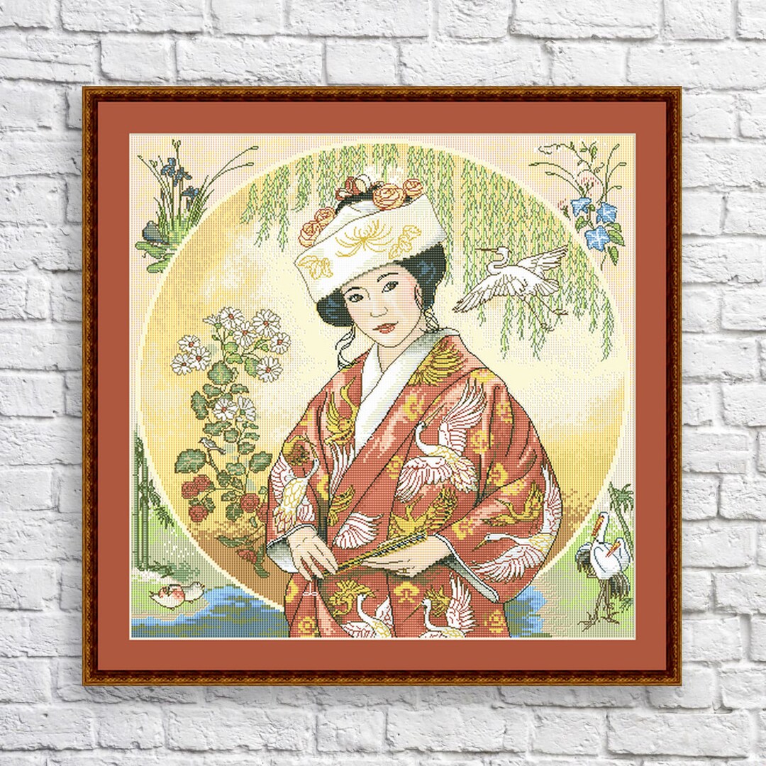 Cross Stitch Pattern Japanese Maiden Digital Pattern Japanese Girl ...