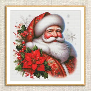 Santa Claus's Smile Christmas Cross Stitch Pattern Santa's Face Hand ...