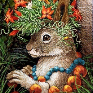 Bead Embroidery Kit Forest Squirrel in a Wreath Needlework Kit Beadwork ...