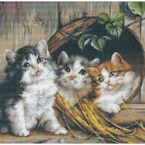 Gobelin Tapestry Kit Three Kittens Gobelin Stitch Kits Painting ...