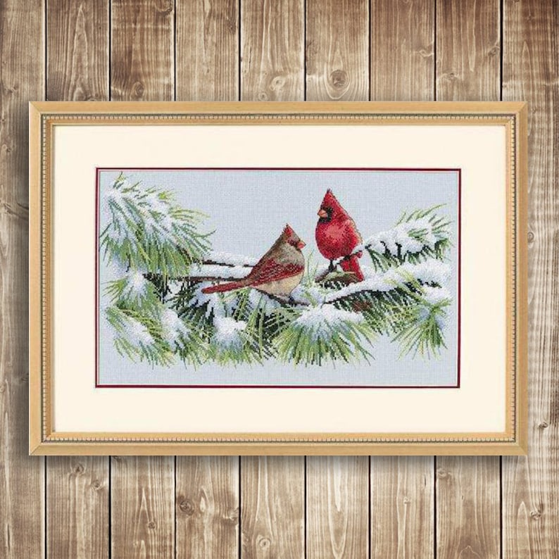 Winter Cardinals Cross Stitch Pattern Snow Winter Forest Bird - Etsy