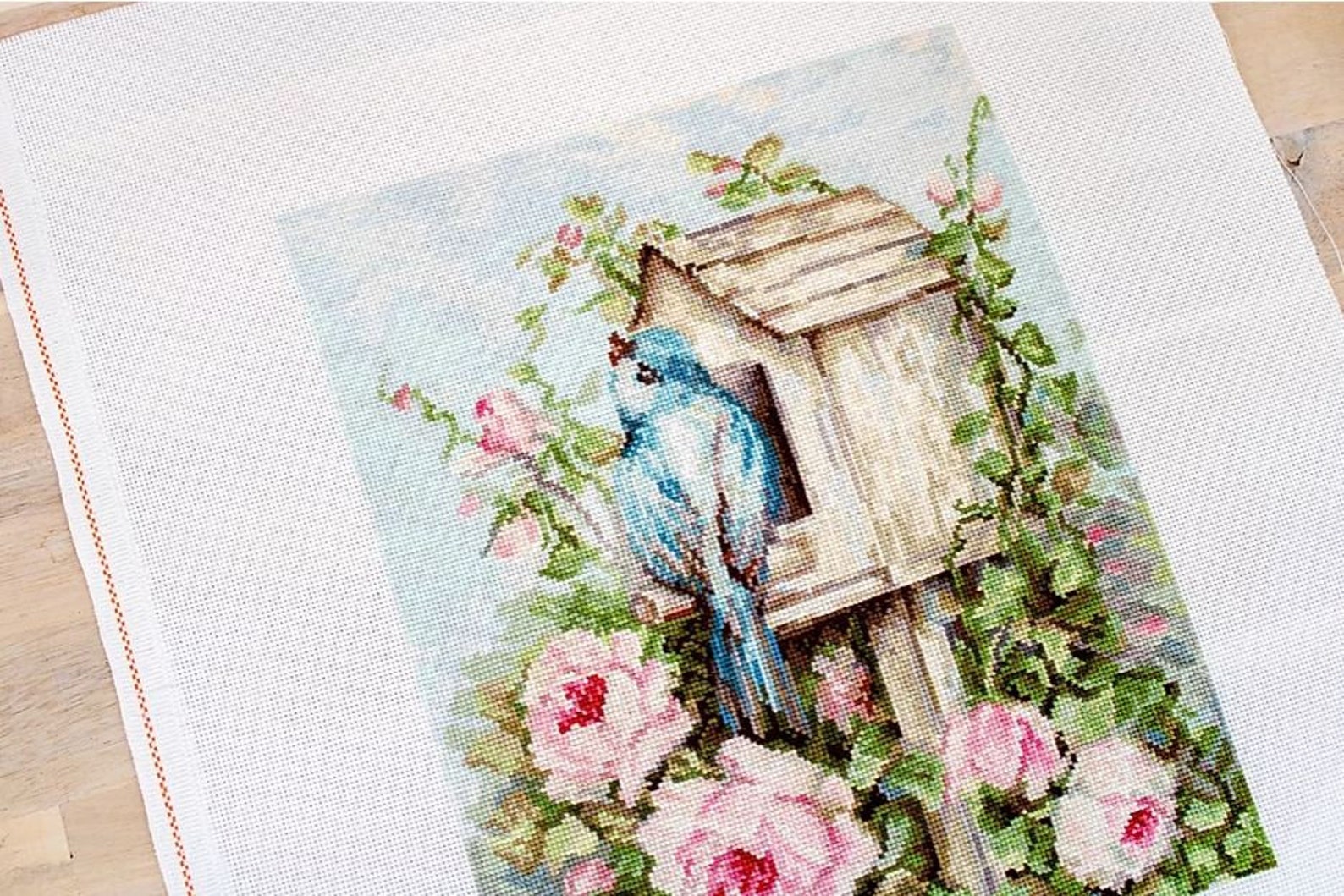 Cross Stitch Kit Birds House and Roses Counted Cross Stitch | Etsy