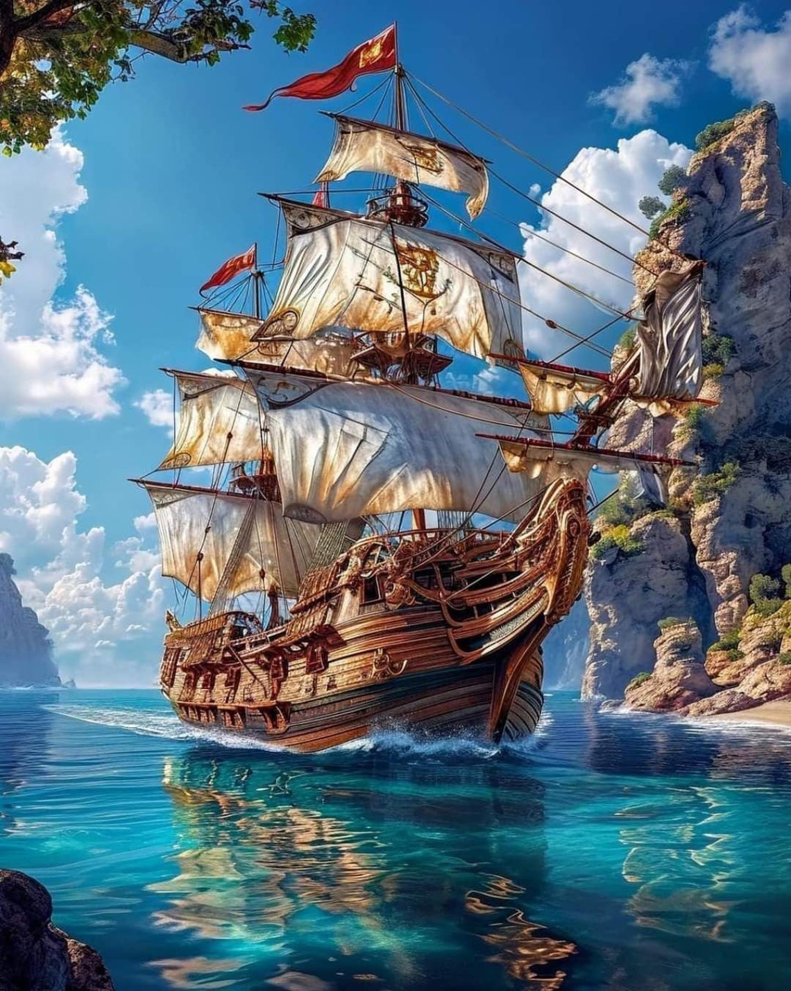 Clipper Ship Cross Stitch Pattern Voyage Digital Pattern PDF Tropical ...