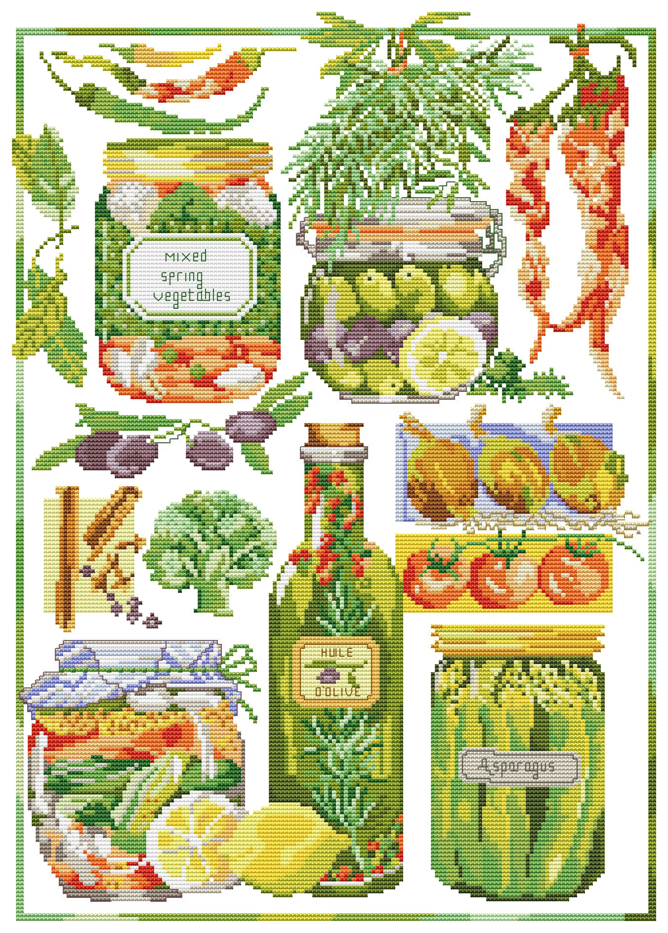 Vegetarian Sampler Cross Stitch Pattern Kitchen Decor Pattern Hand ...