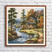 Counted Cross Stitch Pattern the Log Cabin by the Falls Summer | Etsy
