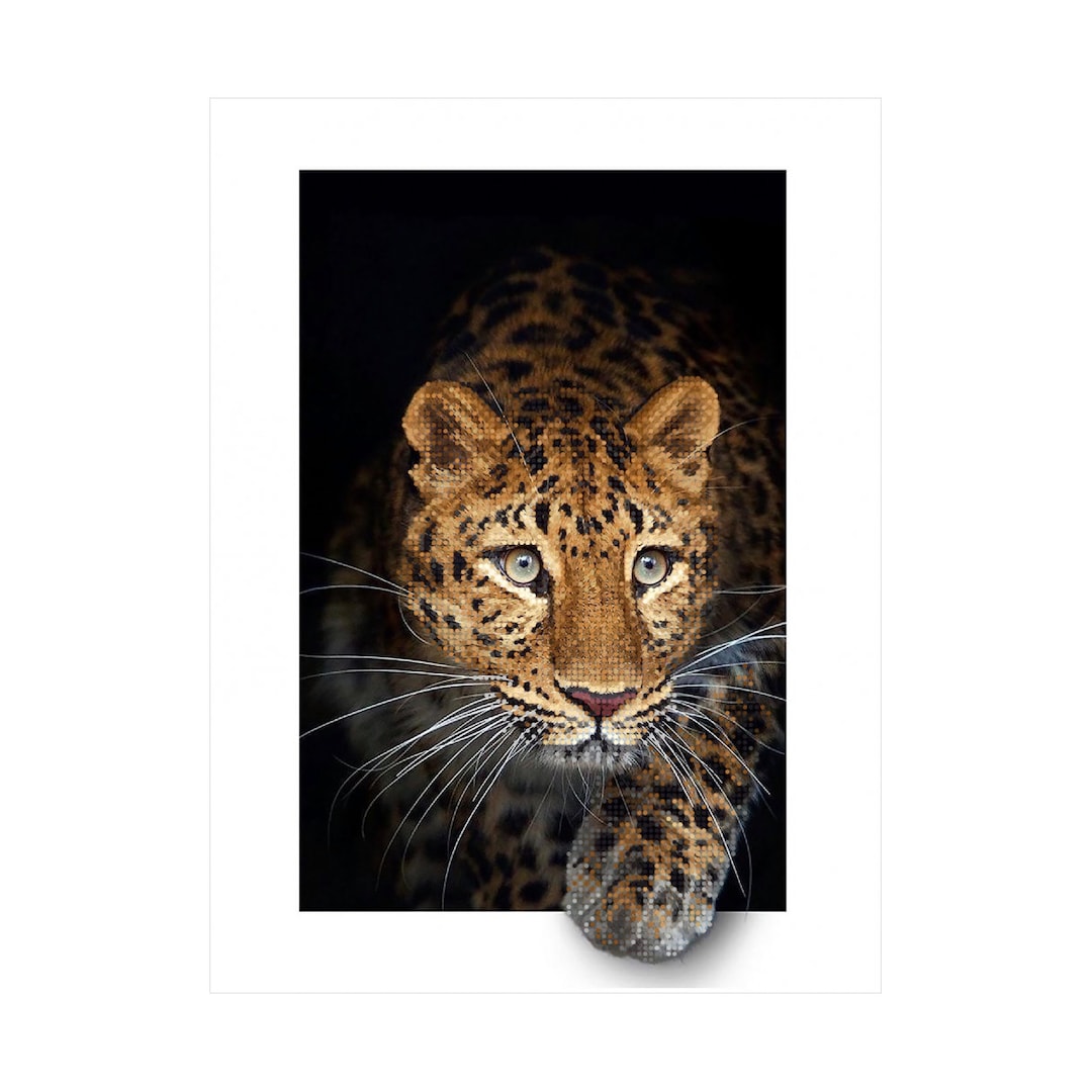 Bead Embroidery Kit Leopard Needlework Kit Wildlife Animal Beadwork ...