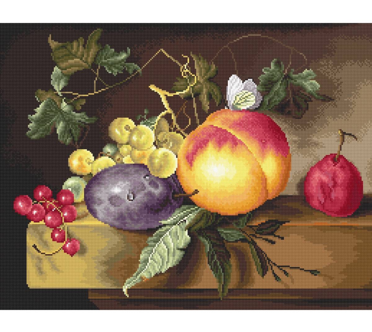 Gobelin Tapestry Kit Still Life Plums Grapes Peach Gobelin Stitch Kits ...