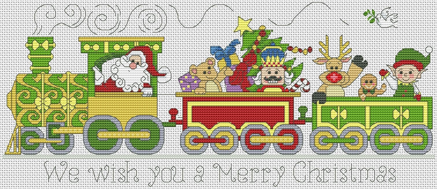 Santa's Train Christmas Cross Stitch Pattern Modern - Etsy