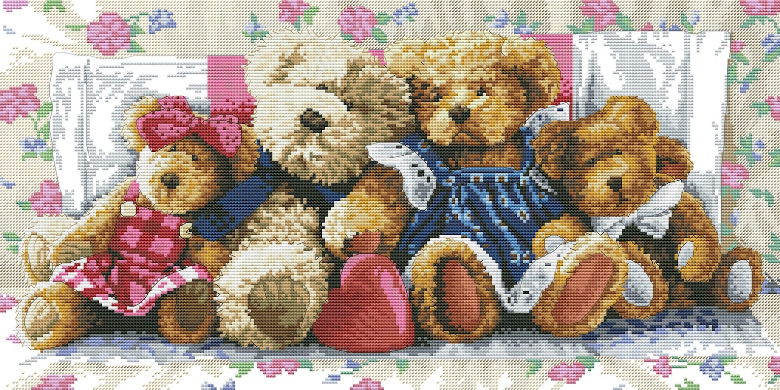 A Row of Love Cross Stitch Pattern PDF Needlepoint Chart Counted Cross ...