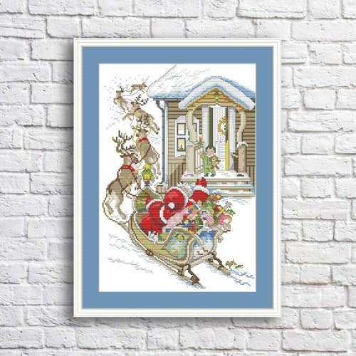 Patchwork Santa Christmas Cross Stitch Pattern Modern - Etsy