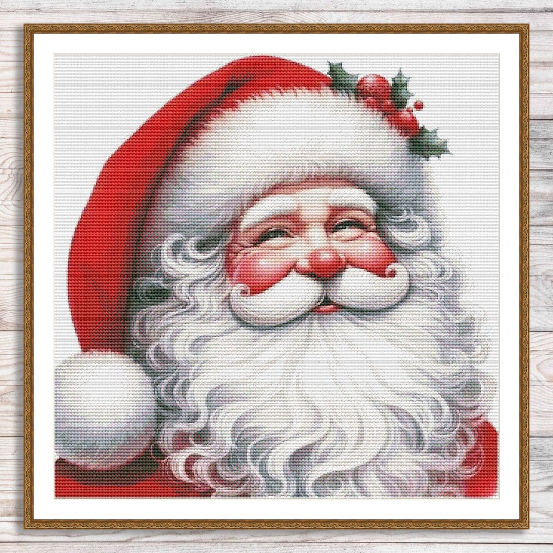 Santa's Face Christmas Cross Stitch Pattern Santa Claus's Smile Hand ...