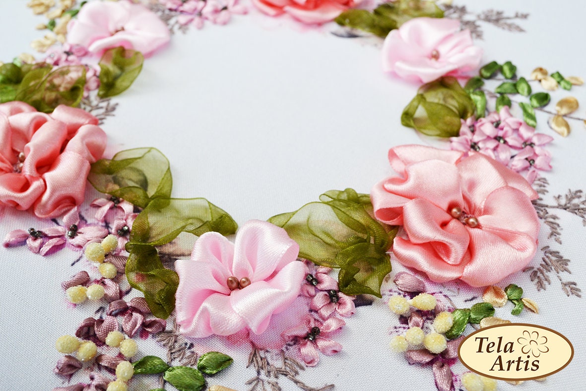 Silk Ribbon Embroidery Kit Floral Embroidery Kit Pink Lilac | Etsy