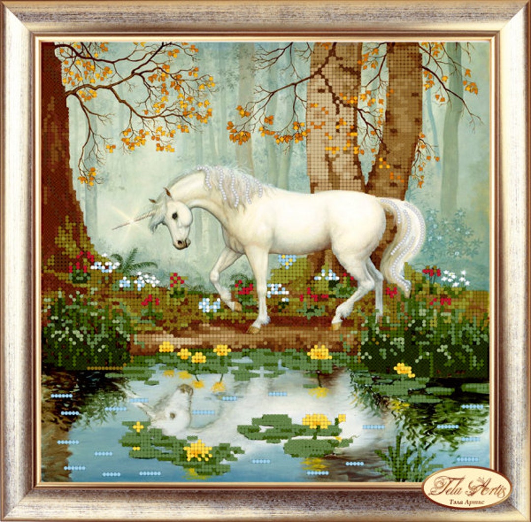 Unicorn Bead Embroidery Kit DIY Needlework Kit Beadwork Hand Embroidery ...