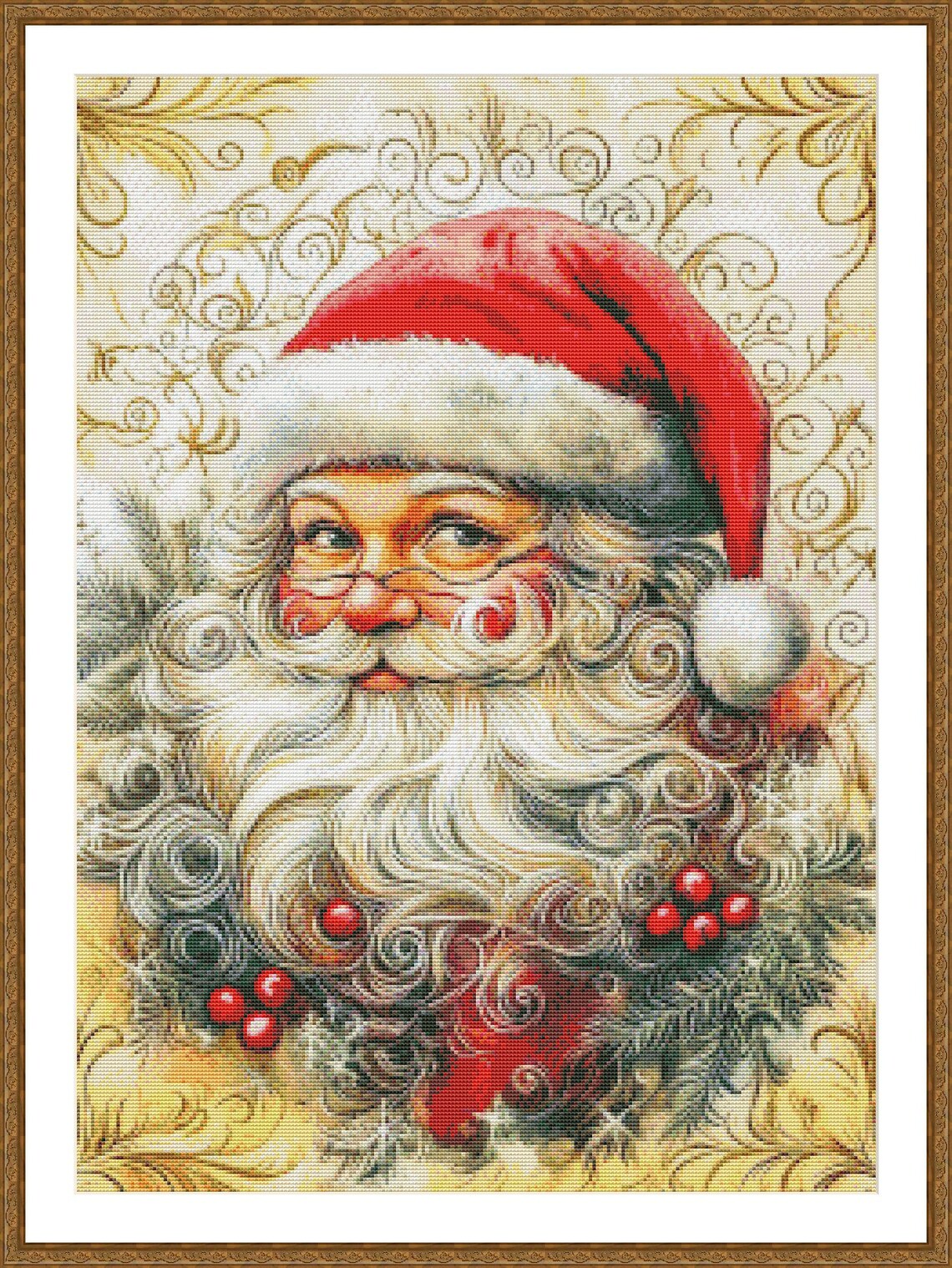 Santa Claus's Smile Christmas Cross Stitch Pattern Santa's Face Hand ...