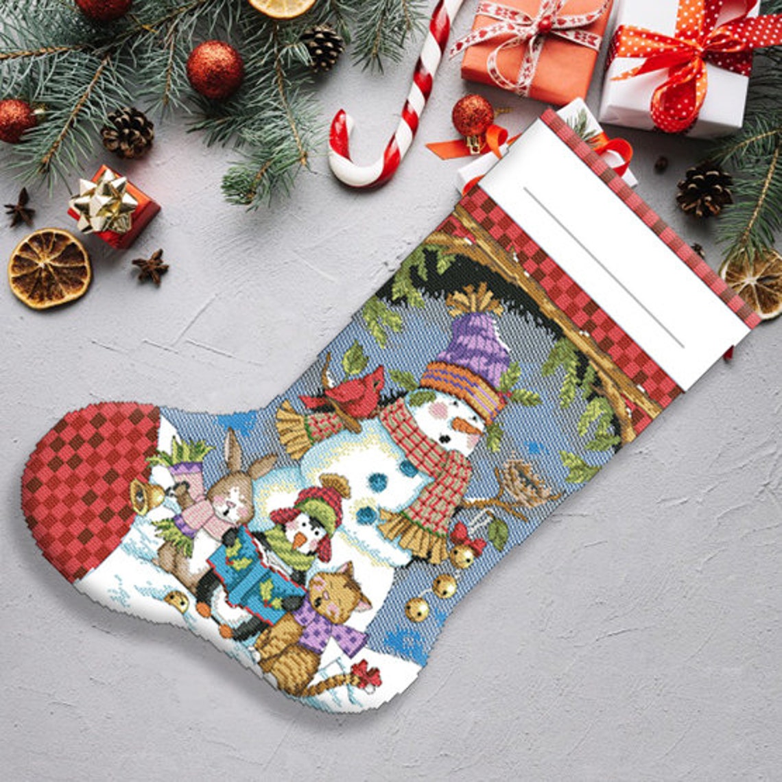 Cute Caroler Christmas Stocking Counted Cross Stitch Pattern Santa ...