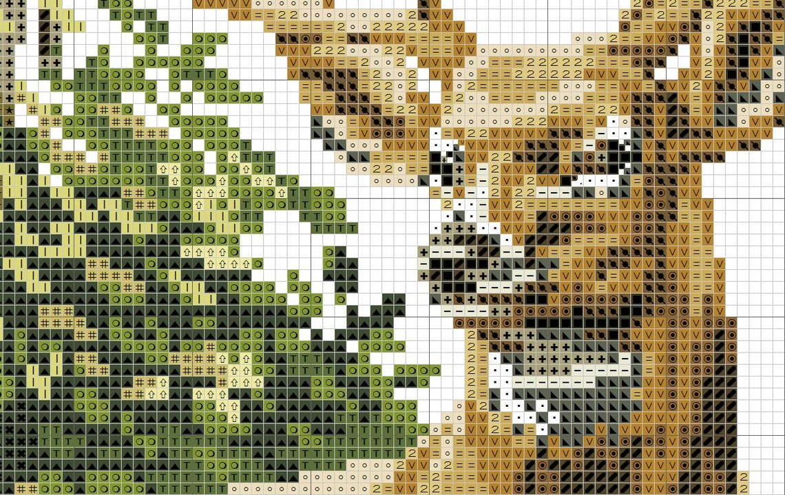 Deer Counted Cross Stitch Pattern Summer Forest Modern Embroidery Hand ...
