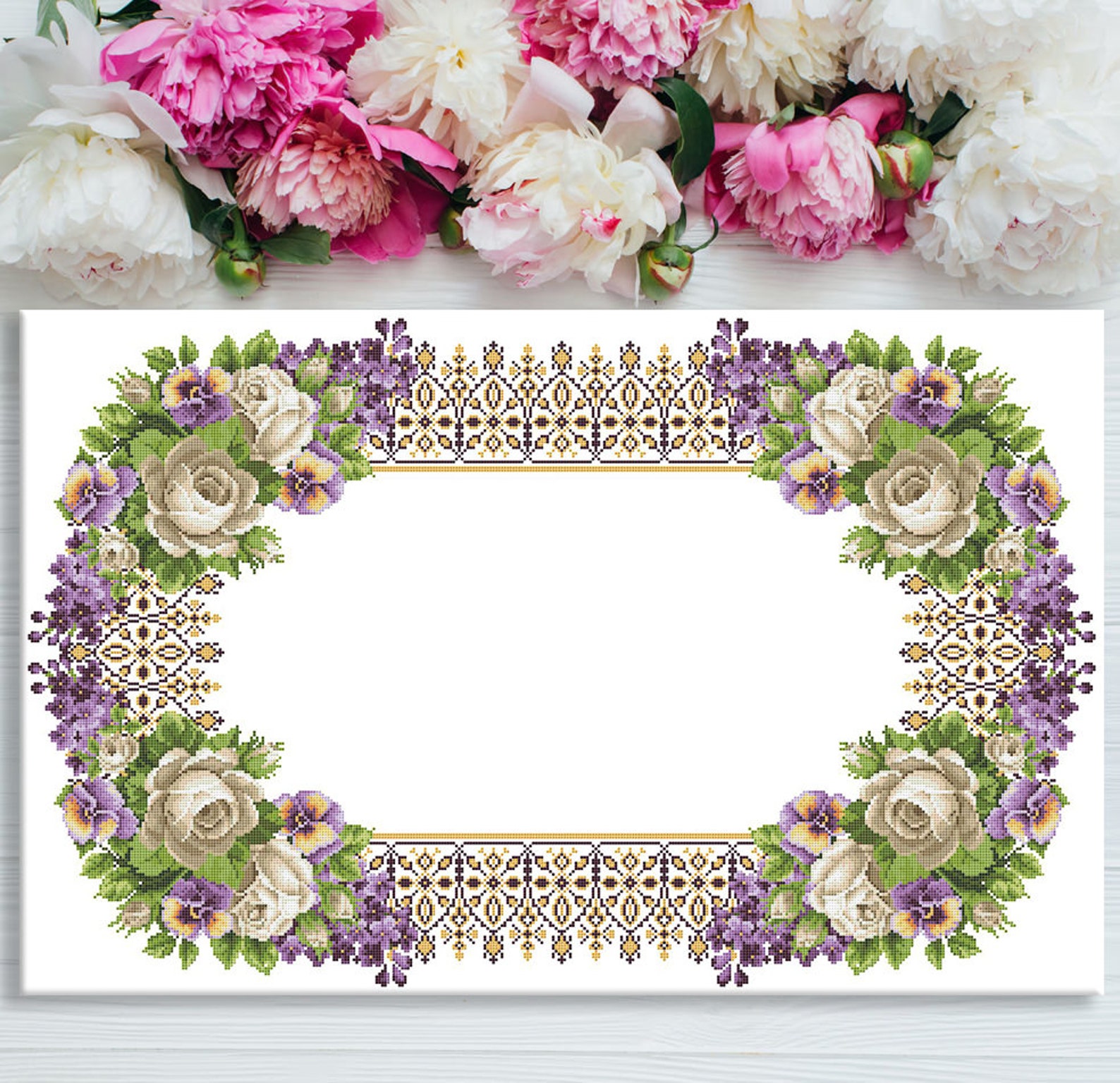 Tablecloth With Roses Cross Stitch Pattern Kitchen Table - Etsy