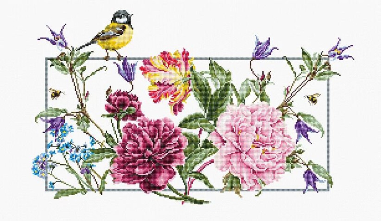 Spring Flowers Counted Cross Stitch Kit Modern Cross Stitching - Etsy