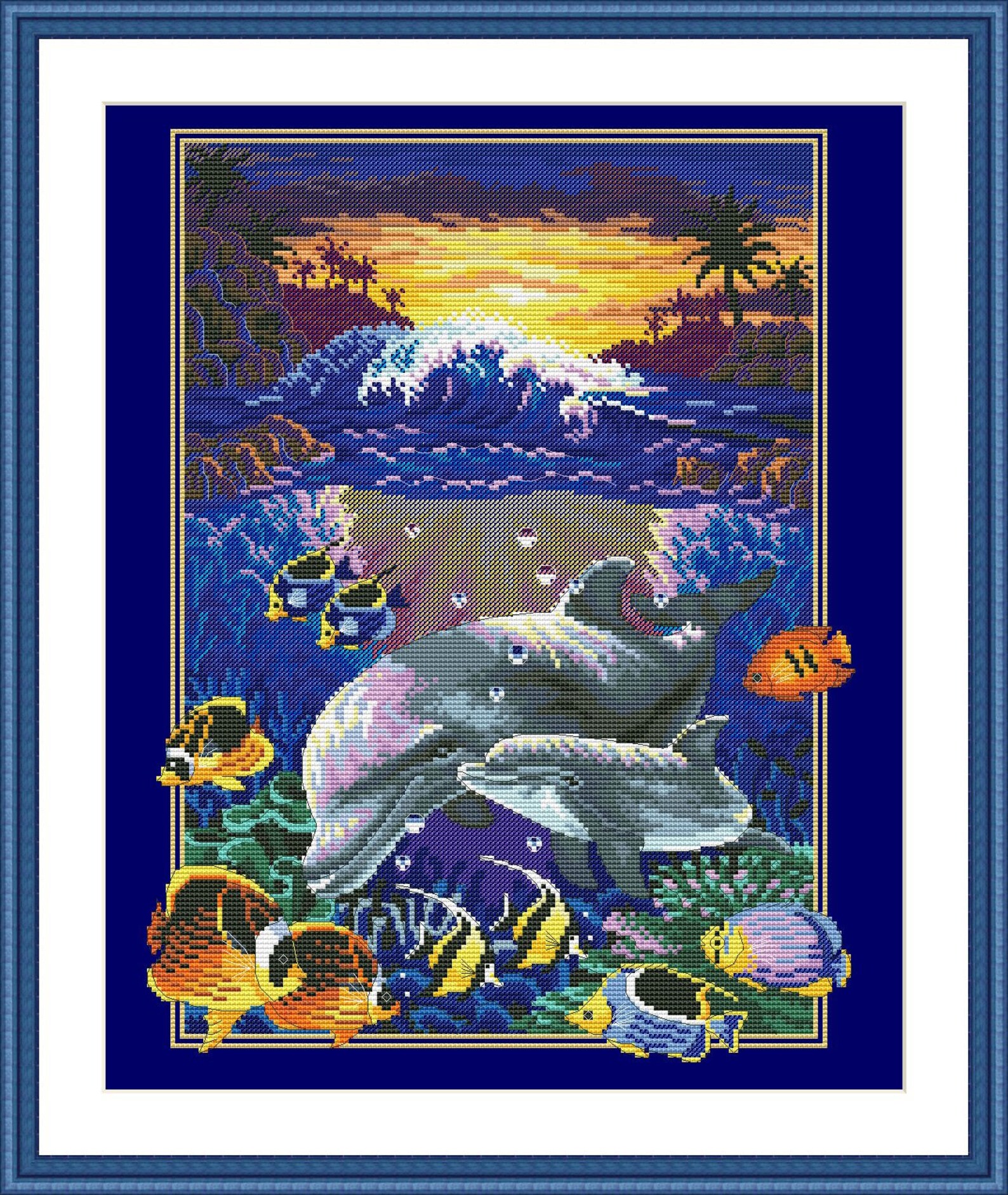 Dolphins Cross Stitch Pattern Digital Pattern Fish Modern | Etsy